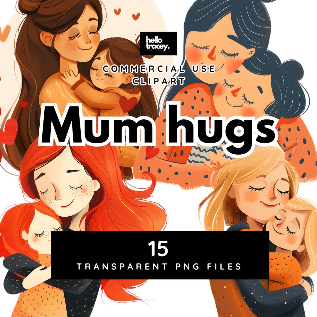 Mum & Child Hugging PNG Clipart Pack, Mother Mama Mom Kid Daughter Son Baby Mothers Day Love Hug ...