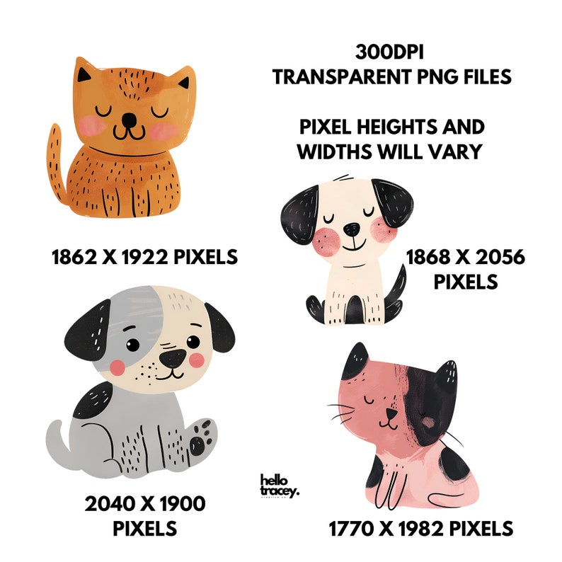 Cute Puppies & Kittens Clipart PNG Pack, Dog and Cat Clip Art for ...