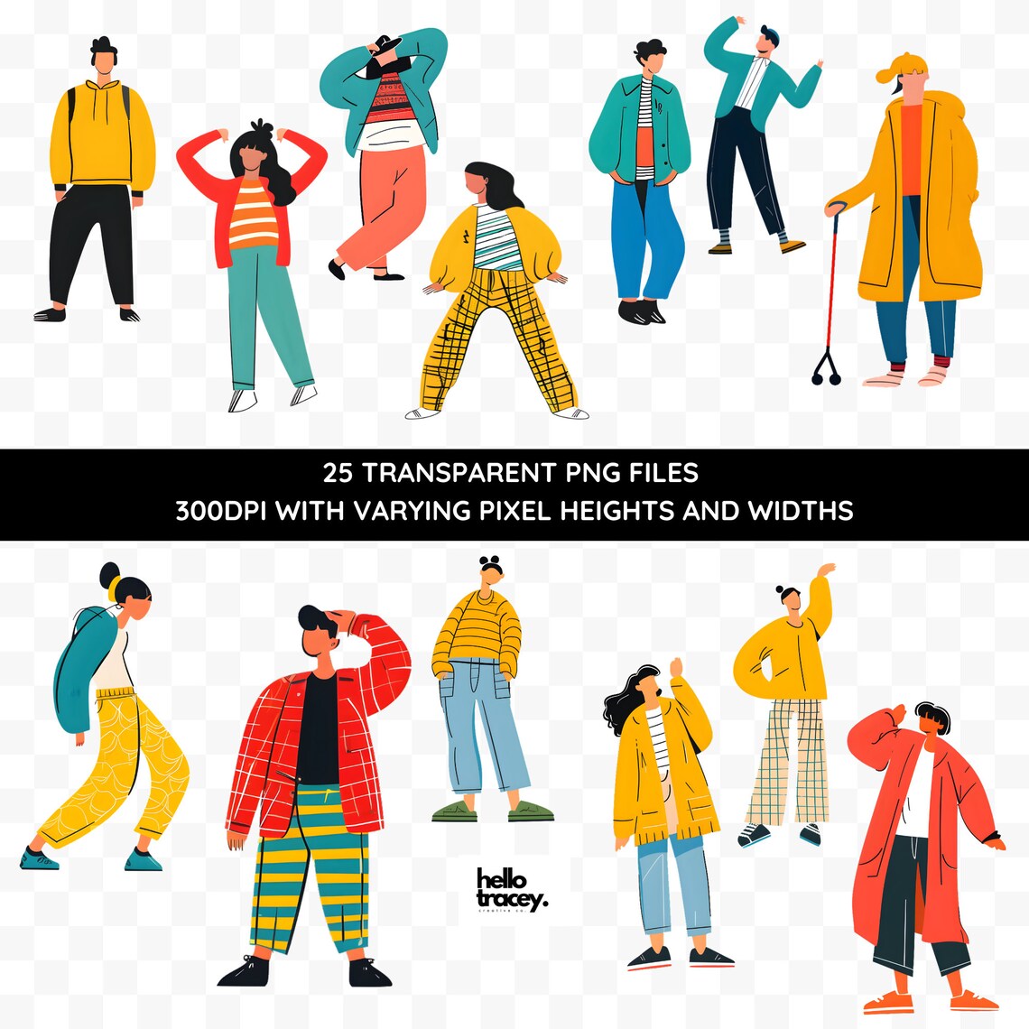 Abstract Quirky People PNG Clip Art Elements Pack TWO, Transparent PNG ...