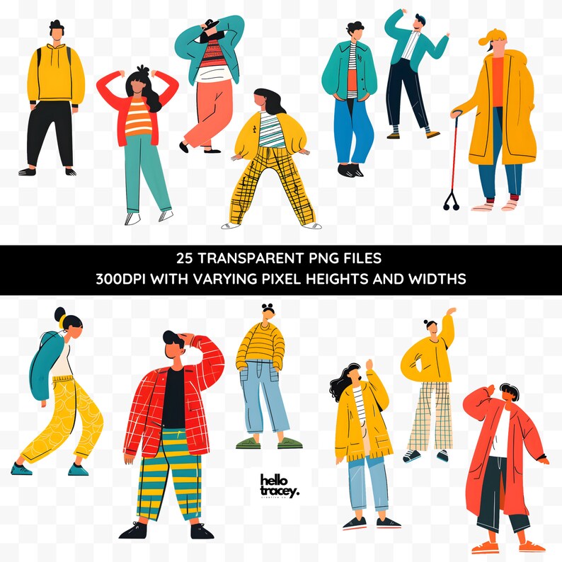 Abstract Quirky People PNG Clip Art Elements Pack TWO, Transparent PNG ...