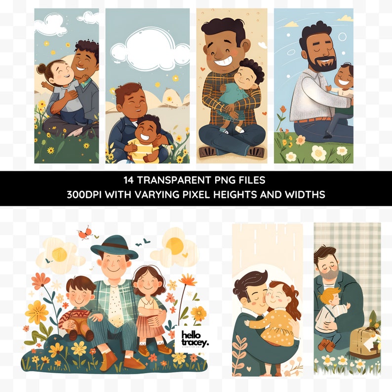 Father's Day PNG Clipart Pack, Dad Daddy Kid Daughter Son Baby Fathers ...