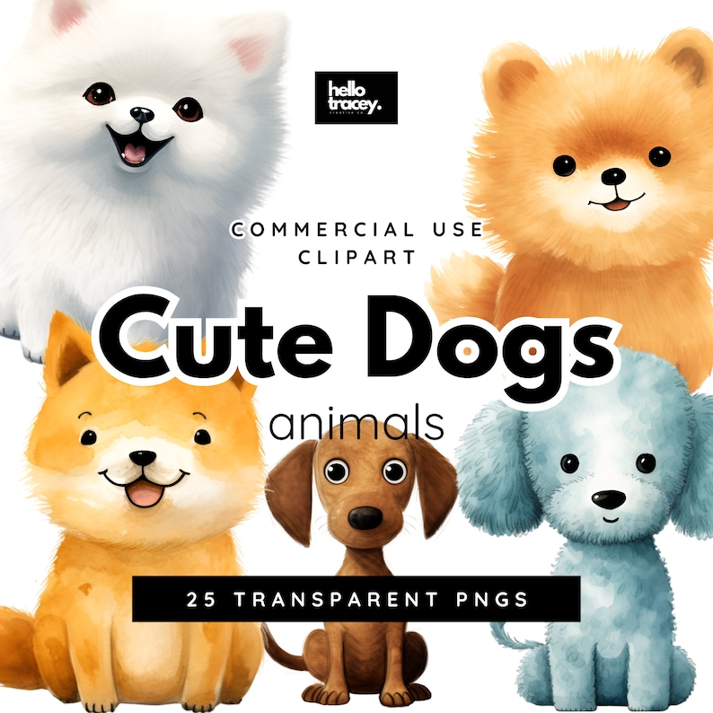 Cute Dogs & Puppies Clipart Pack, Clip Art for Commercial Use ...