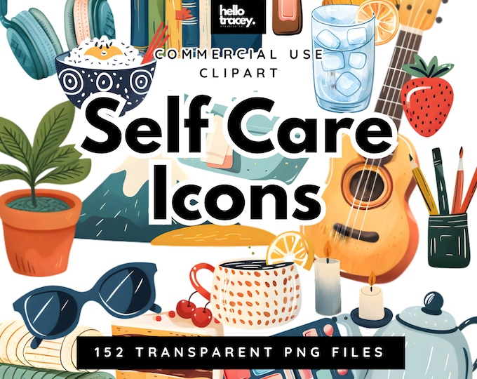 Self Care Clipart Set. Cute Clipart Bundle of Wellbeing and Health, for ...