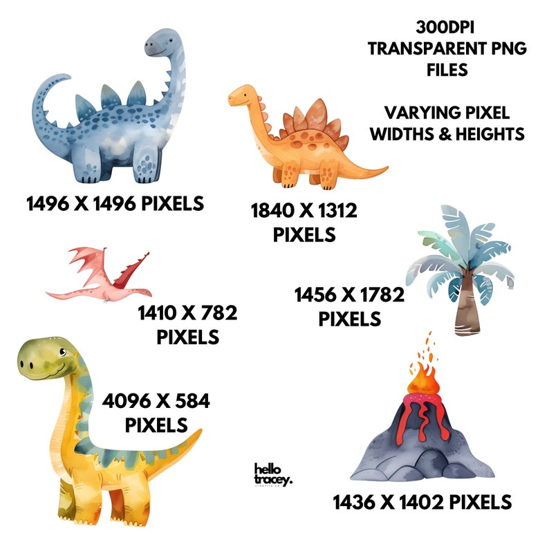 Dinosaur Clipart Pack, Dinosaurs Watercolor Clip Art for Personal or ...