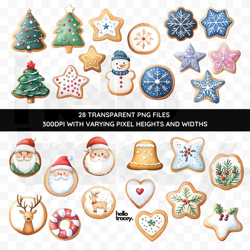 Christmas Cookies Clipart, Watercolor Xmas Cookie Holiday Food PNG ...