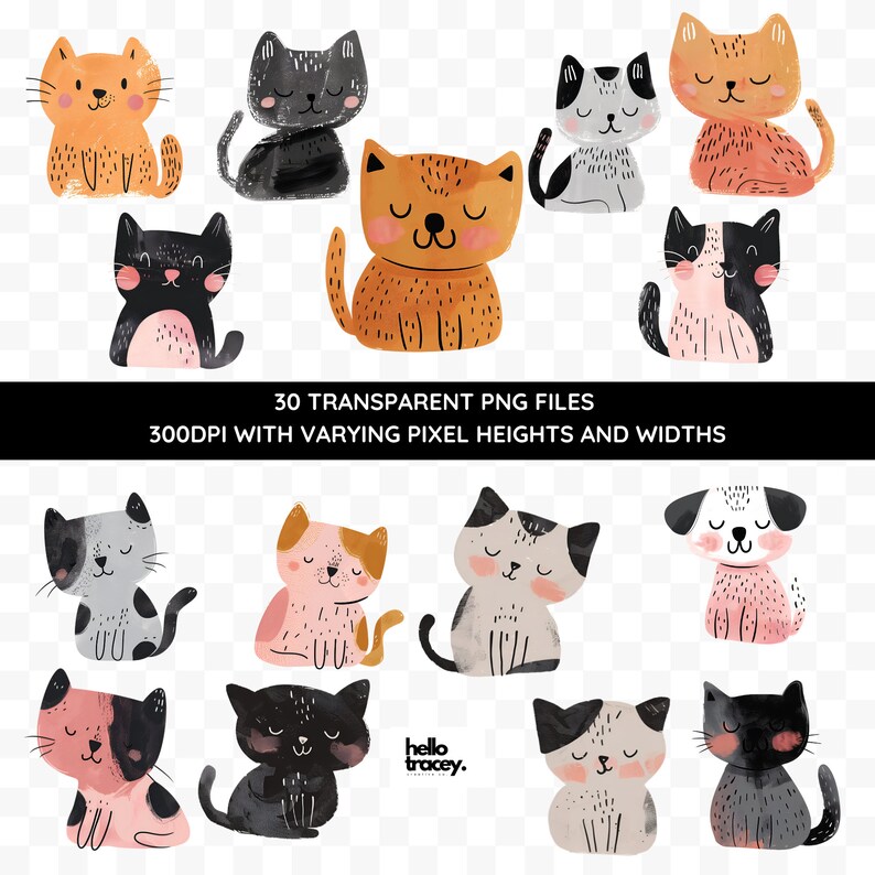 Cute Puppies & Kittens Clipart PNG Pack, Dog and Cat Clip Art for ...
