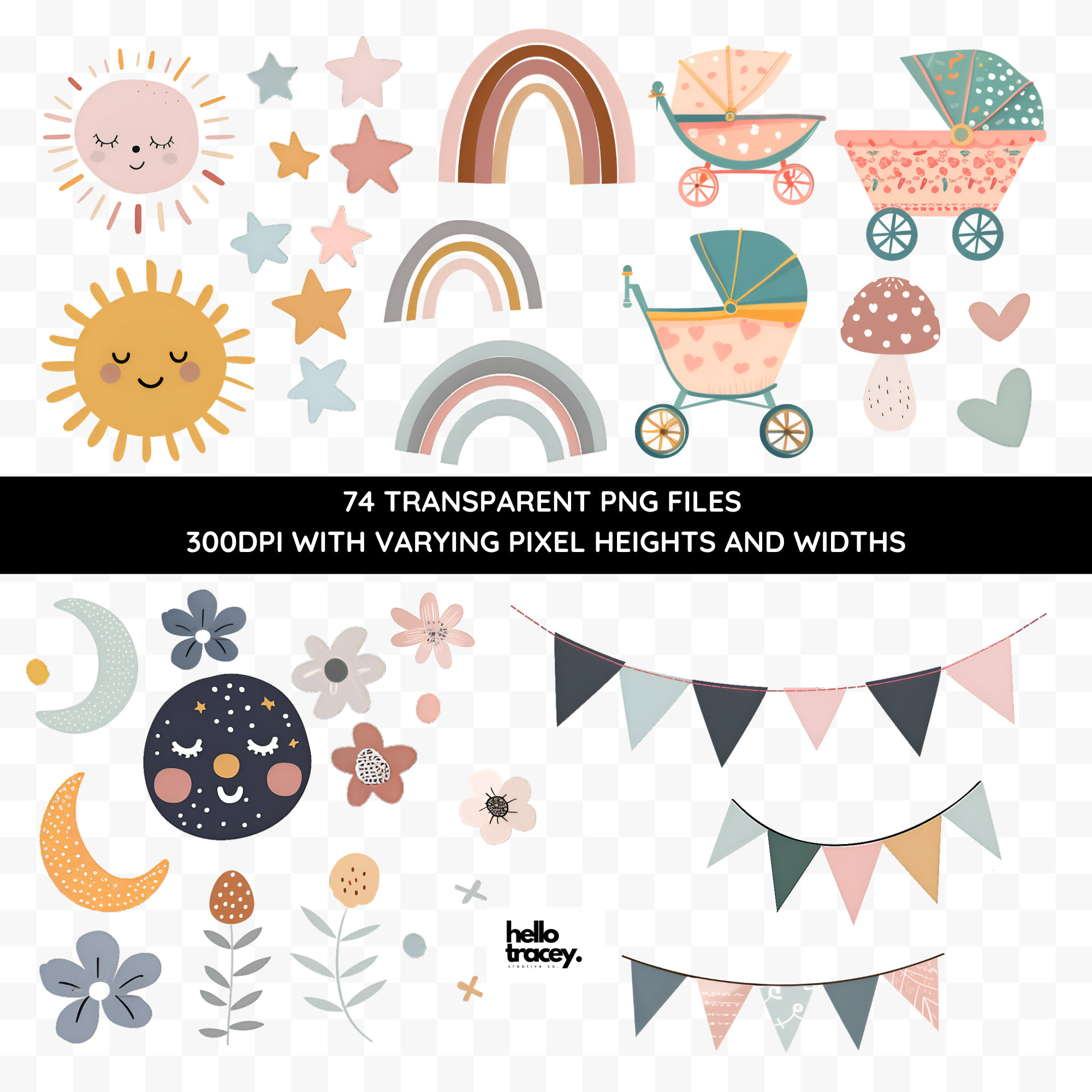 Baby Shower Announcement Clipart PNG Pack, Nursery Children's Clip Art ...