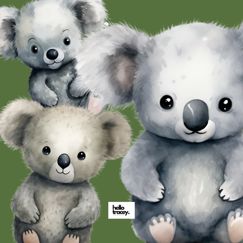 Aussie Koalas Clipart Pack, Clip Art for Commercial Use, Transparent ...