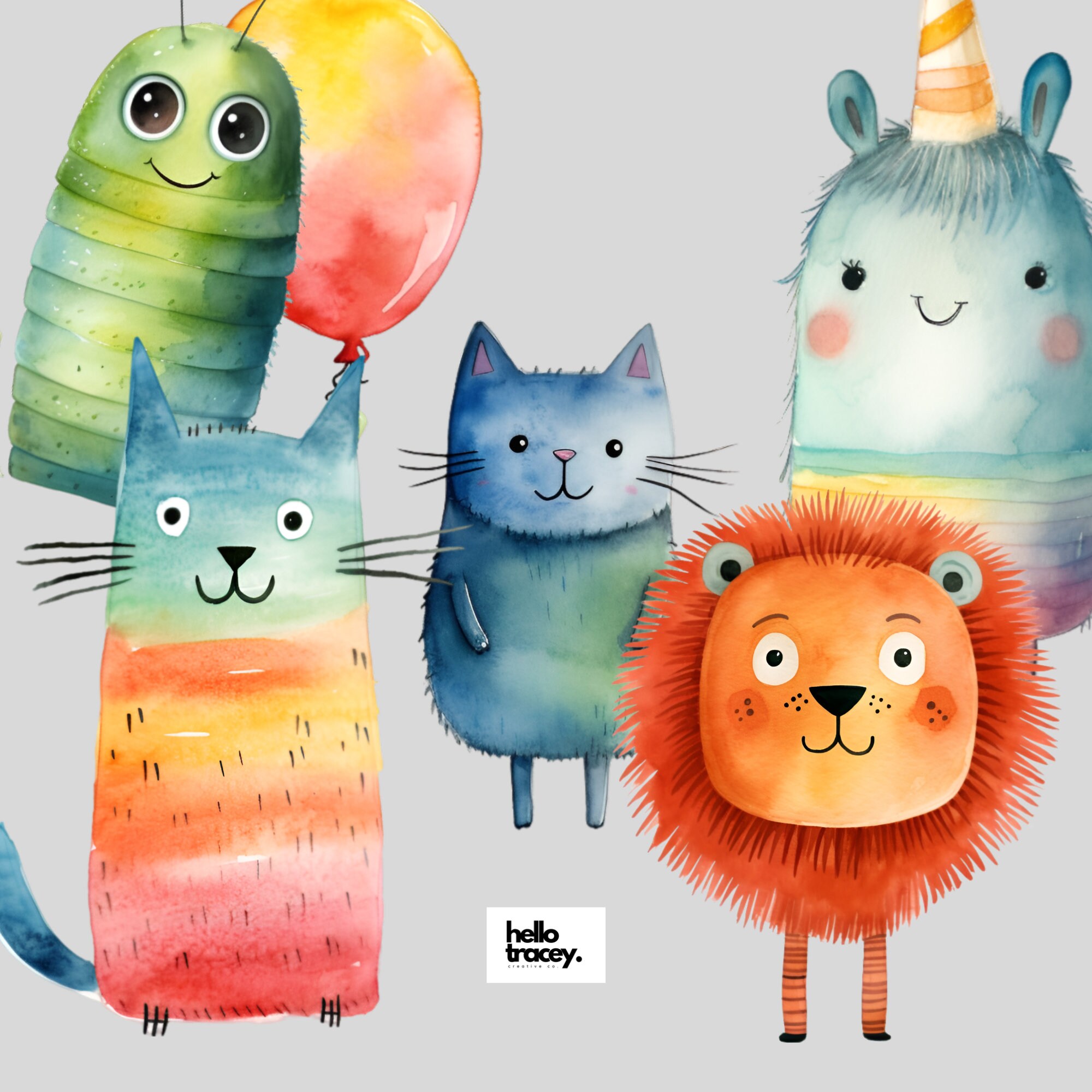 Fun Whimsical Animals Clipart Pack, Clip Art for Commercial Use ...