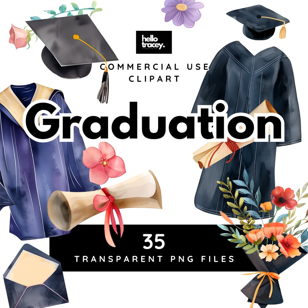 Graduation Student Clipart Pack, Watercolor Clip Art for Personal or ...