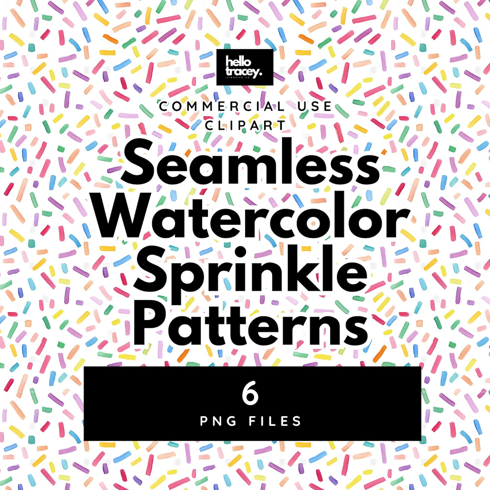 Watercolor Rainbow Sprinkles, Digital Seamless Pattern PNG, Cute ...