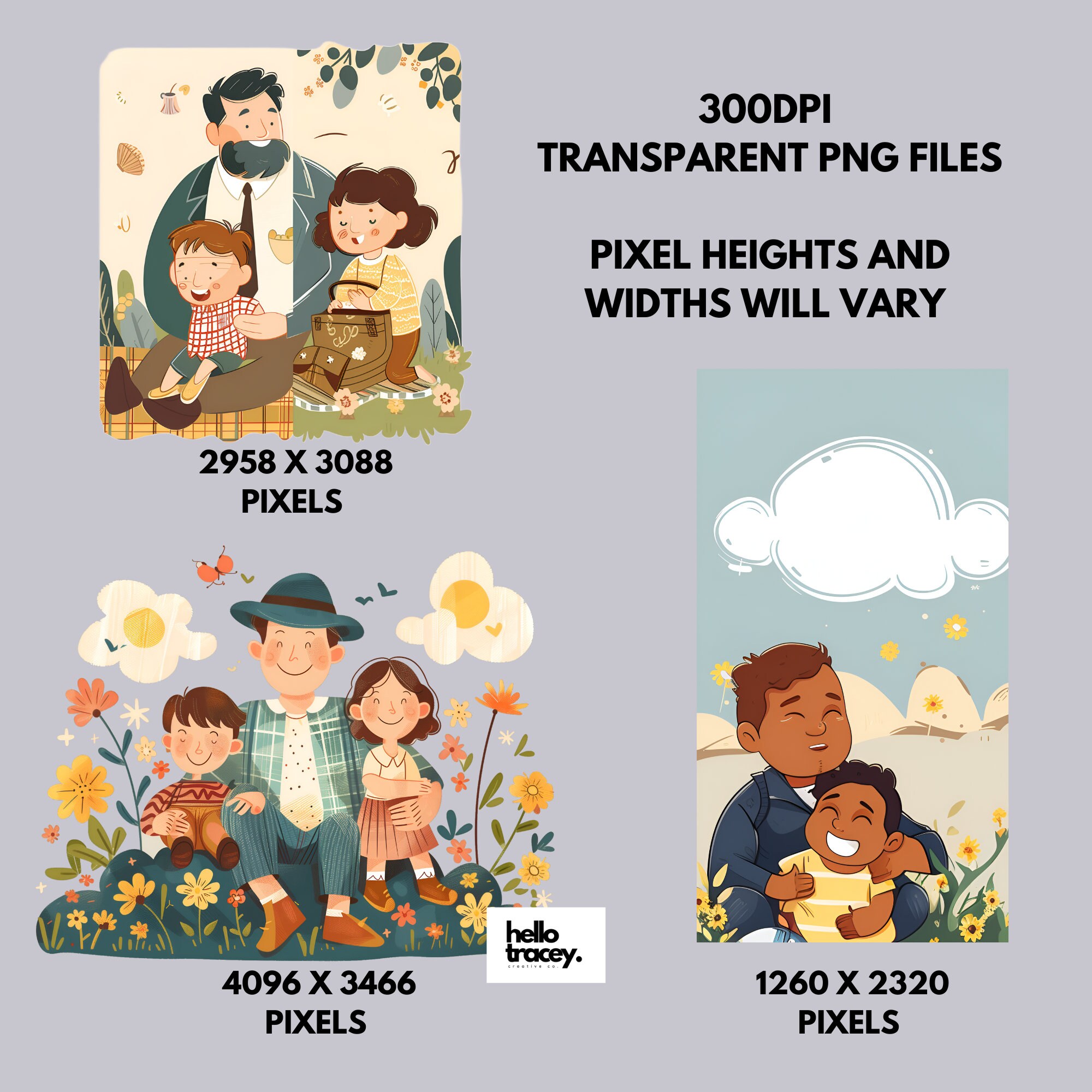 Father's Day PNG Clipart Pack, Dad Daddy Kid Daughter Son Baby Fathers ...