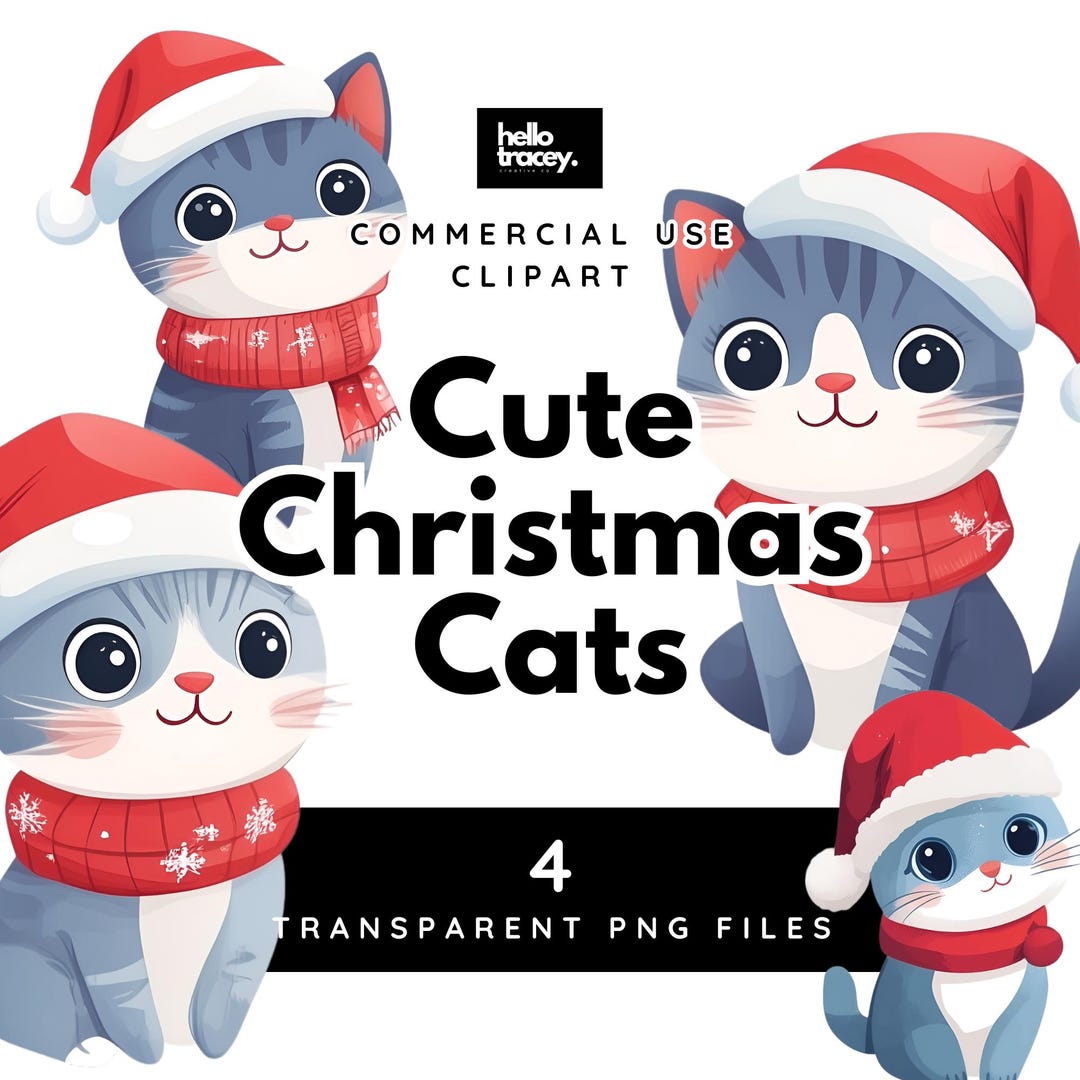 Cute Christmas Cats PNG Clipart, Xmas Cat Kitten Kawaii Happy Cute ...