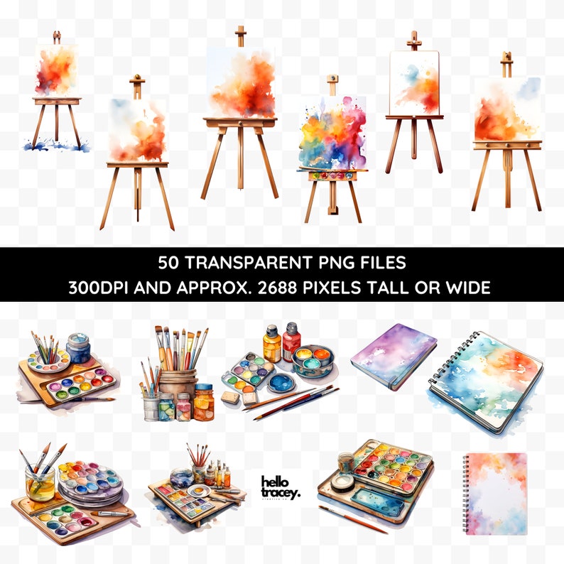 Art Supplies Clipart PNG, Artist Painting Palette Paint Brush Clip Art ...