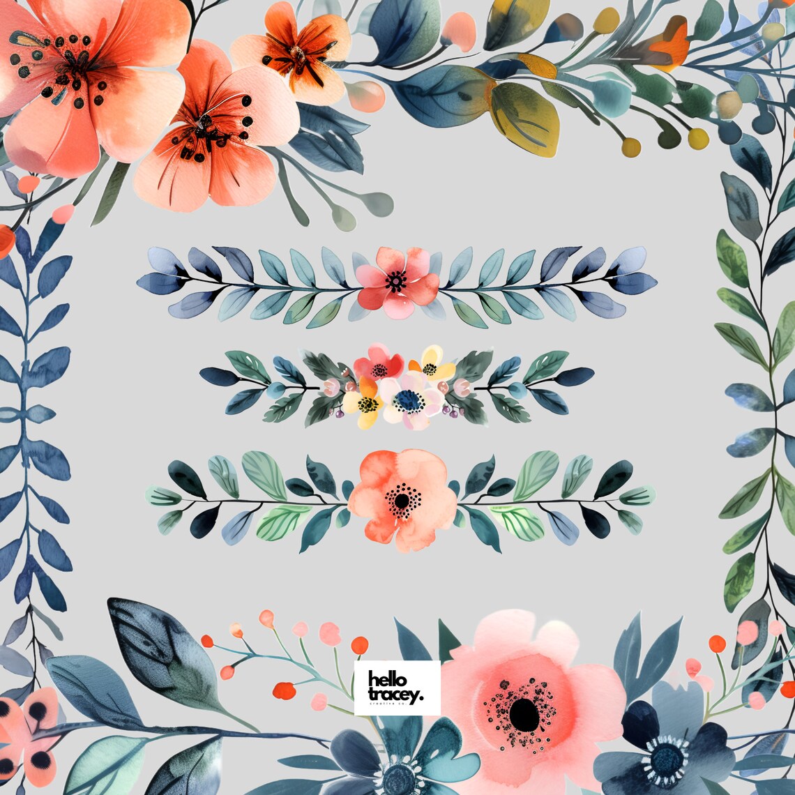 Horizontal Floral Borders Watercolor PNG Clipart, Flower Border Lines ...