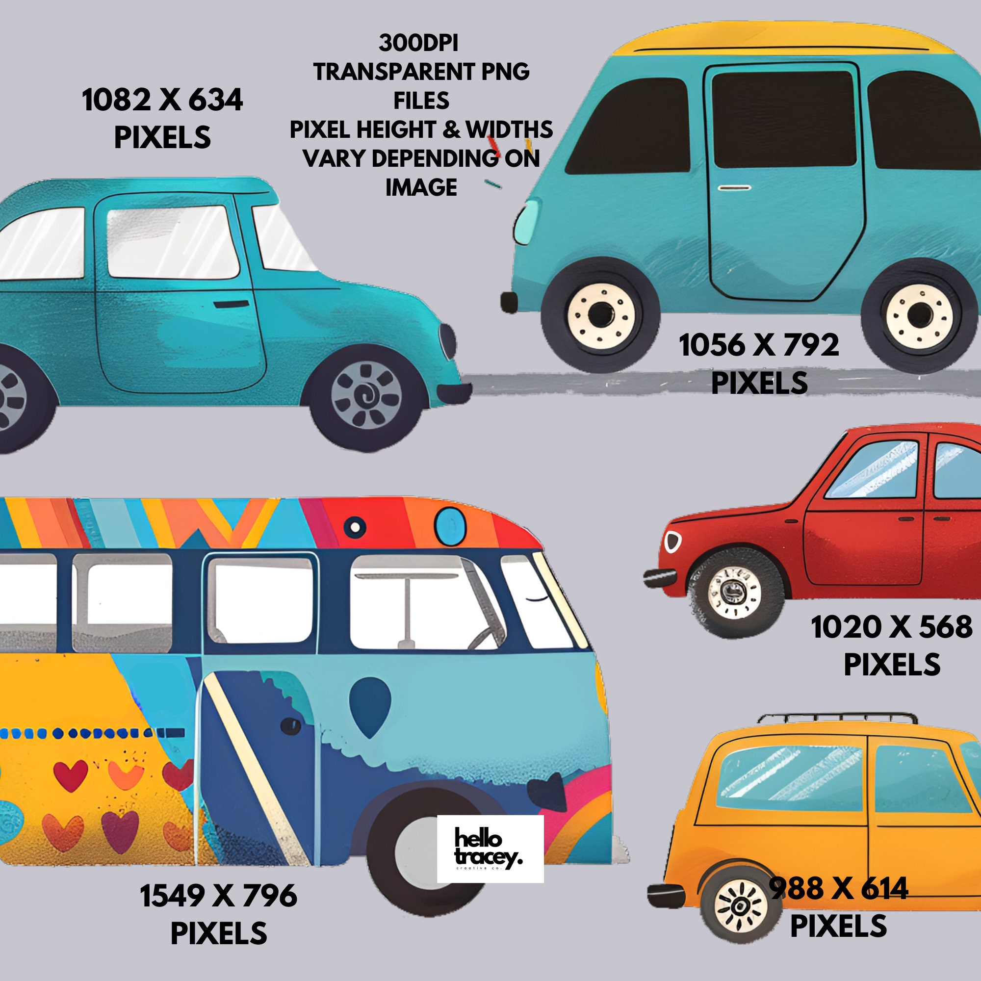 Cute Car Clipart, Illustrated Fun Cars, Vehicles, Transport Clip Art ...