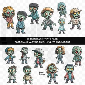 Halloween Zombie Kids Clipart, Spooky Cute Zombie Kid 80s 90s Haunted ...