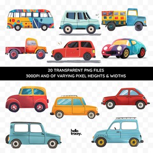 Cute Car Clipart, Illustrated Fun Cars, Vehicles, Transport Clip Art ...