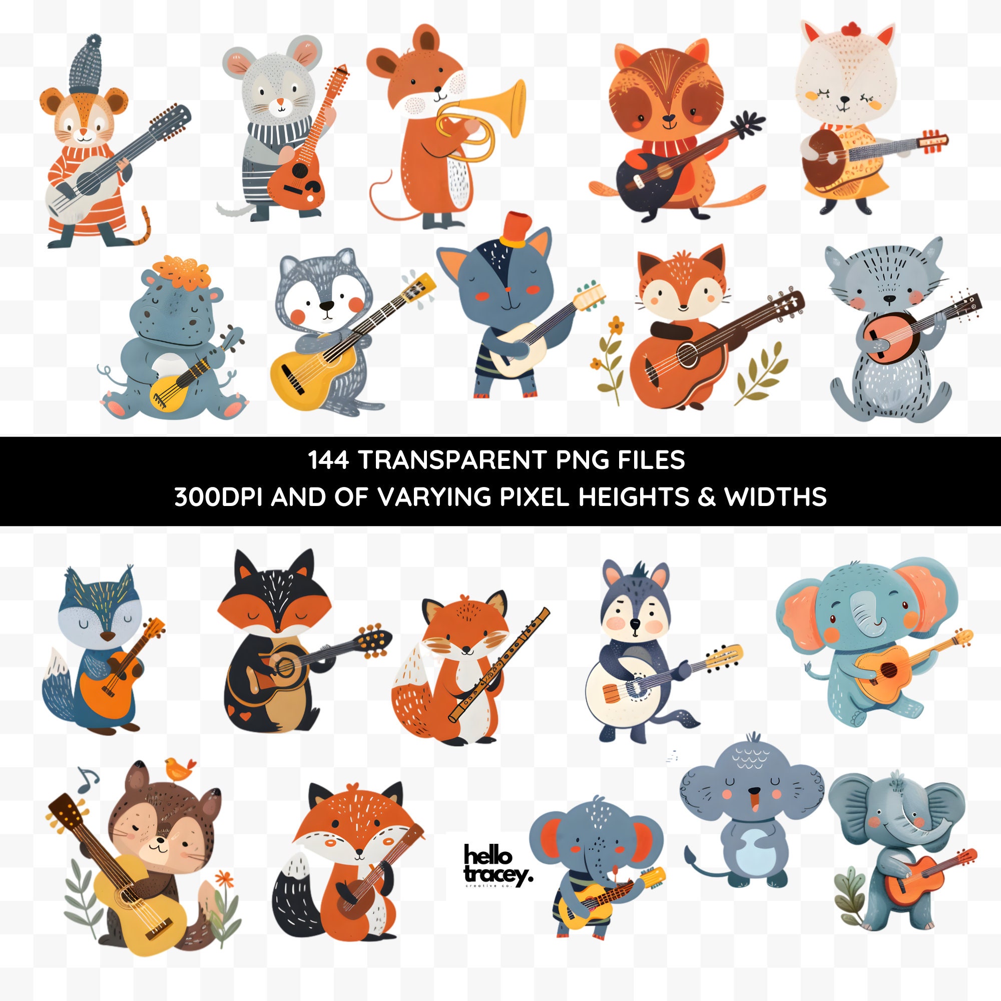Animals Playing Musical Instruments Clipart Pack, Cute Animal Music ...