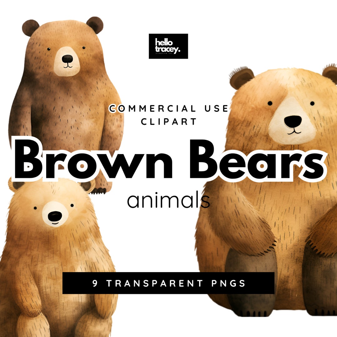 Cute Brown Bears Clipart Pack, Clip Art for Commercial Use, Transparent ...