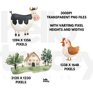 Watercolor Farm Yard Animals Clipart PNG Pack, Farm Animal Clip Art for ...