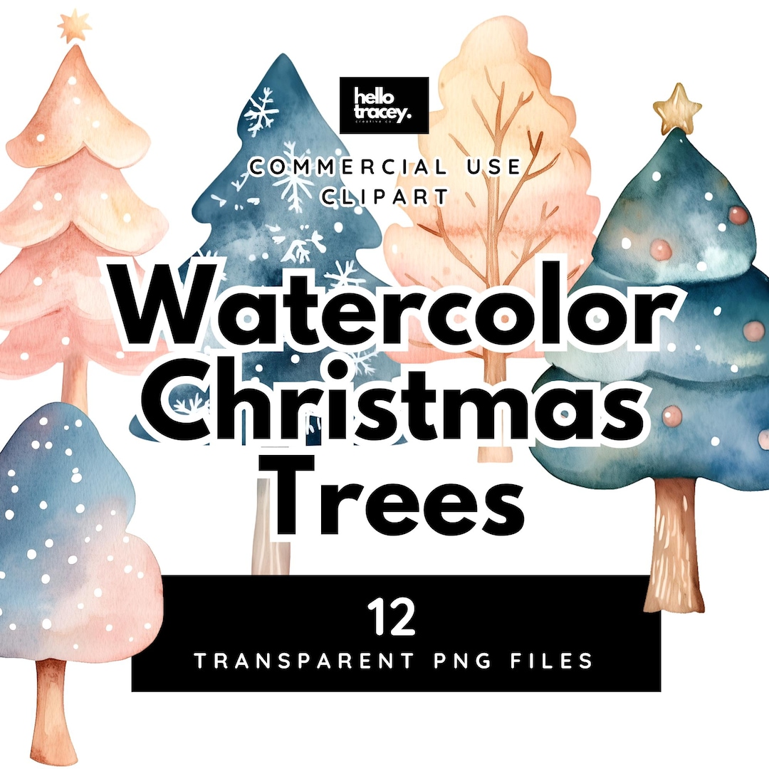 Watercolor Christmas Trees PNG Clipart, Winter Forest Tree Xmas Pink ...