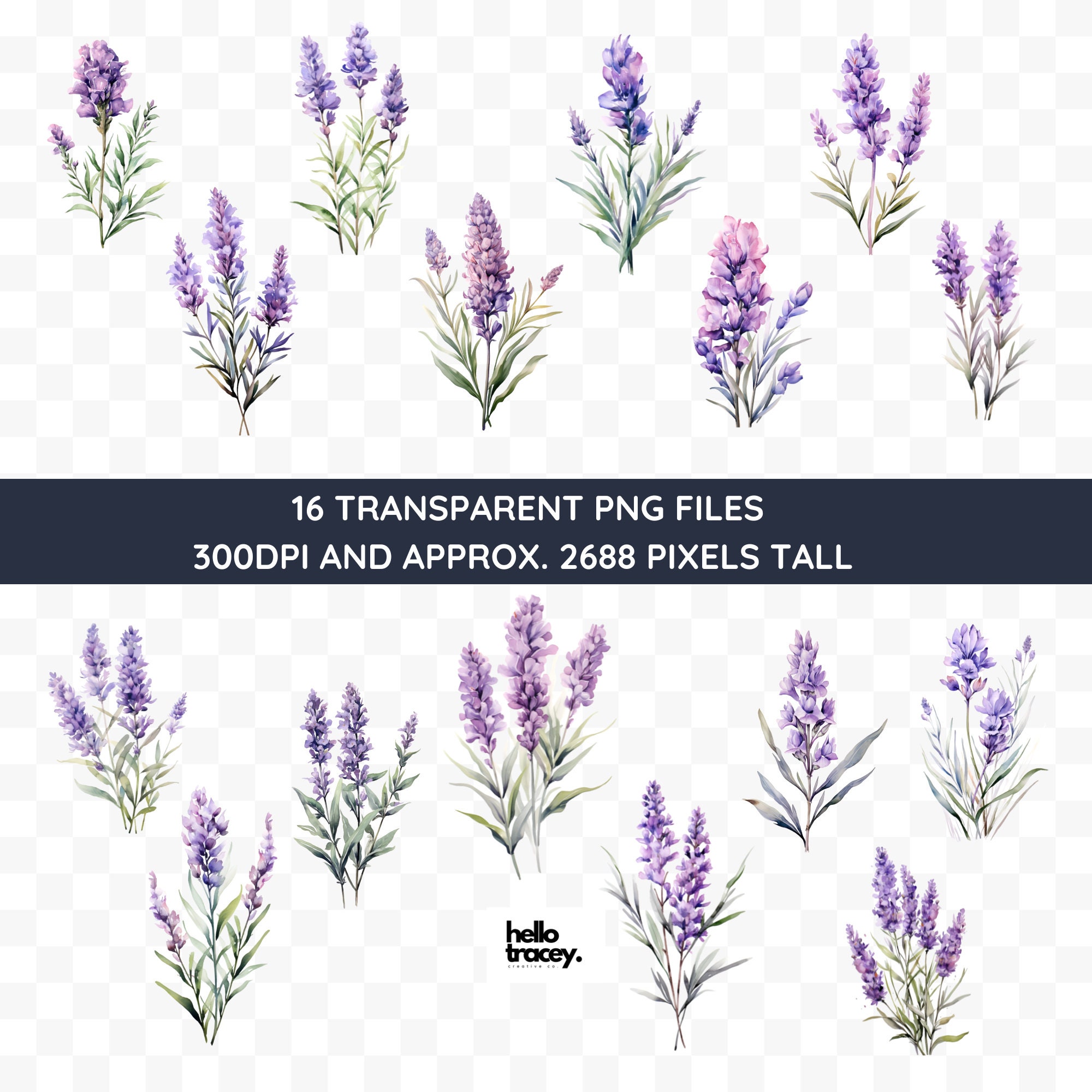 Lavender Flowers Clipart Pack, Clip Art for Commercial Use, Transparent ...