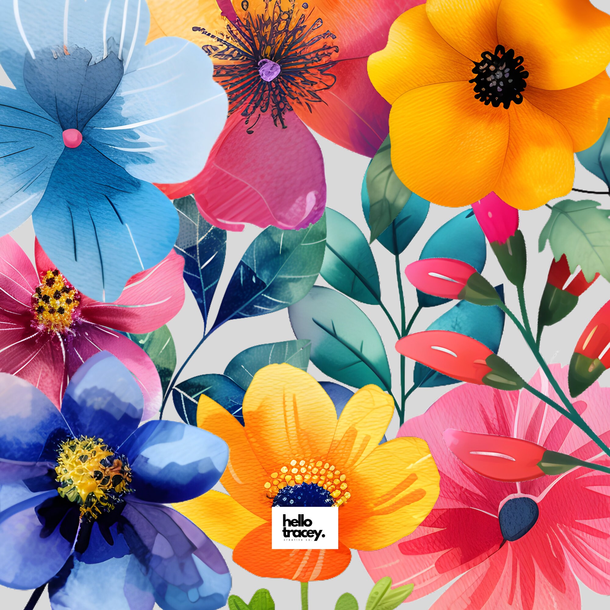 Watercolor Colorful Flowers PNG Clip Art for Commercial Use, Bright ...