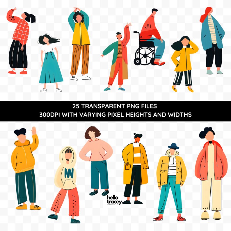 Abstract Quirky People PNG Clip Art Elements Pack ONE, Transparent PNG ...