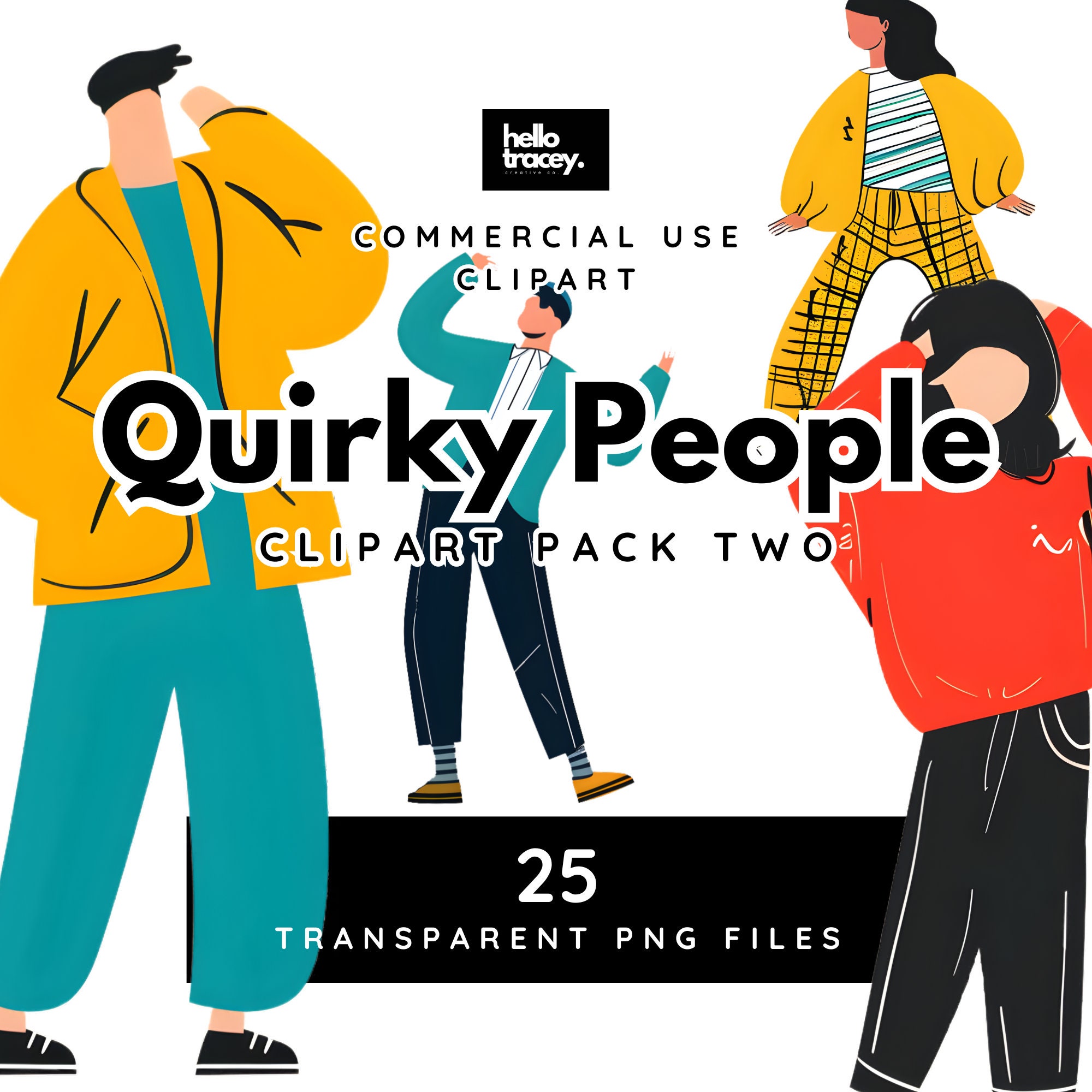 Abstract Quirky People PNG Clip Art Elements Pack TWO, Transparent PNG ...