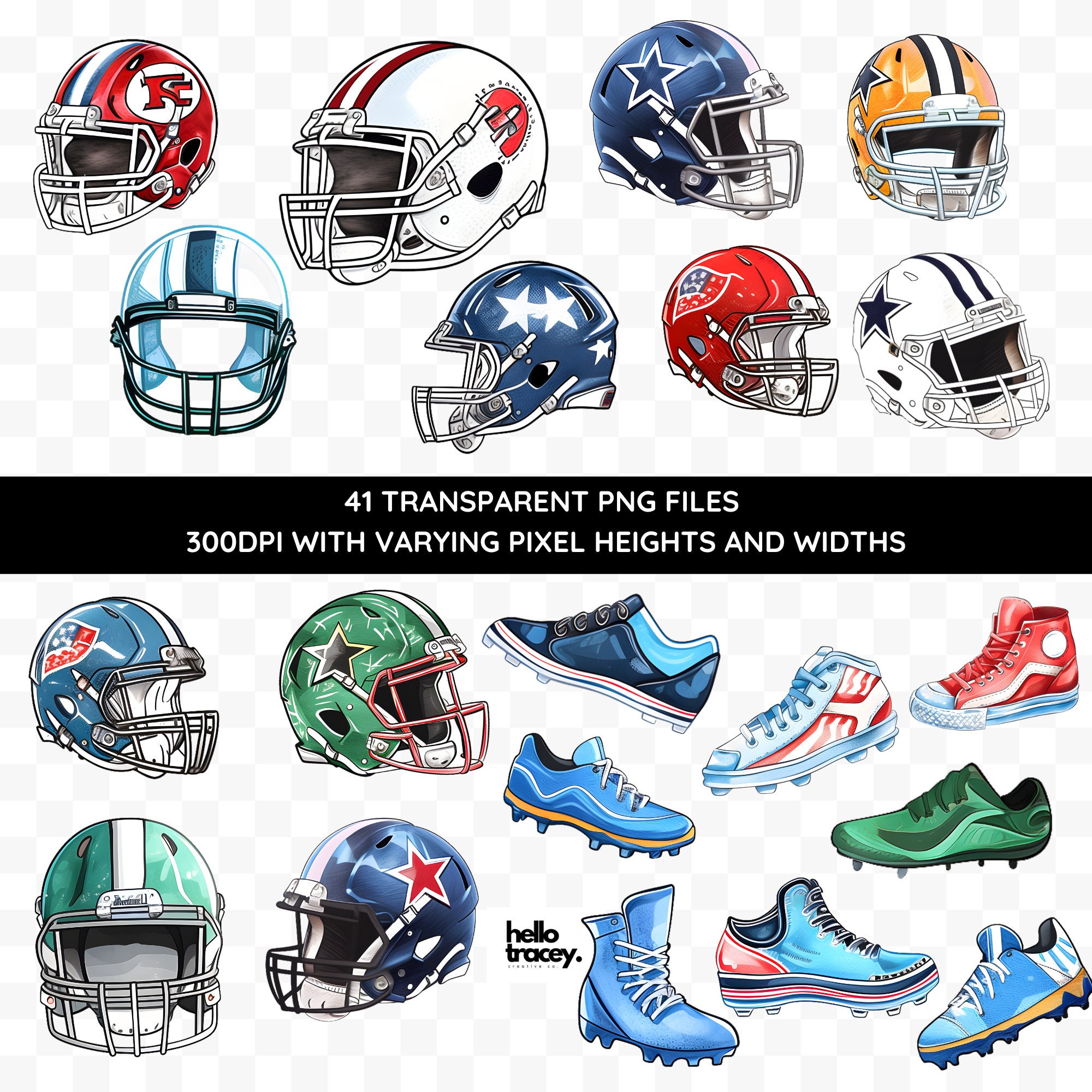 American Football Clipart Pack, Watercolor Clip Art for Personal or ...