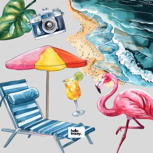 Beach & Pool Party Summer Clipart Pack, Watercolor Clip Art for ...