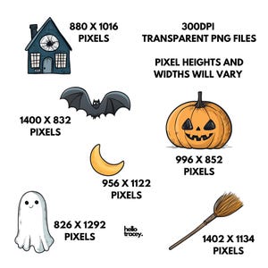 Cute Halloween Clipart, Pumpkins Ghosts Spiderwebs Black Cat Stars Moon ...