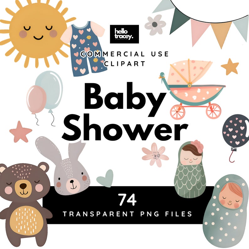 Baby Shower Announcement Clipart PNG Pack, Nursery Children's Clip Art ...