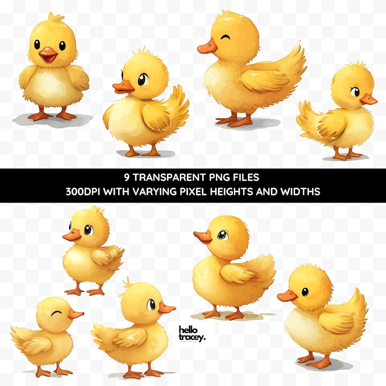 Yellow Baby Ducks Watercolor Illustrations PNG Clipart, Cute Yellow ...