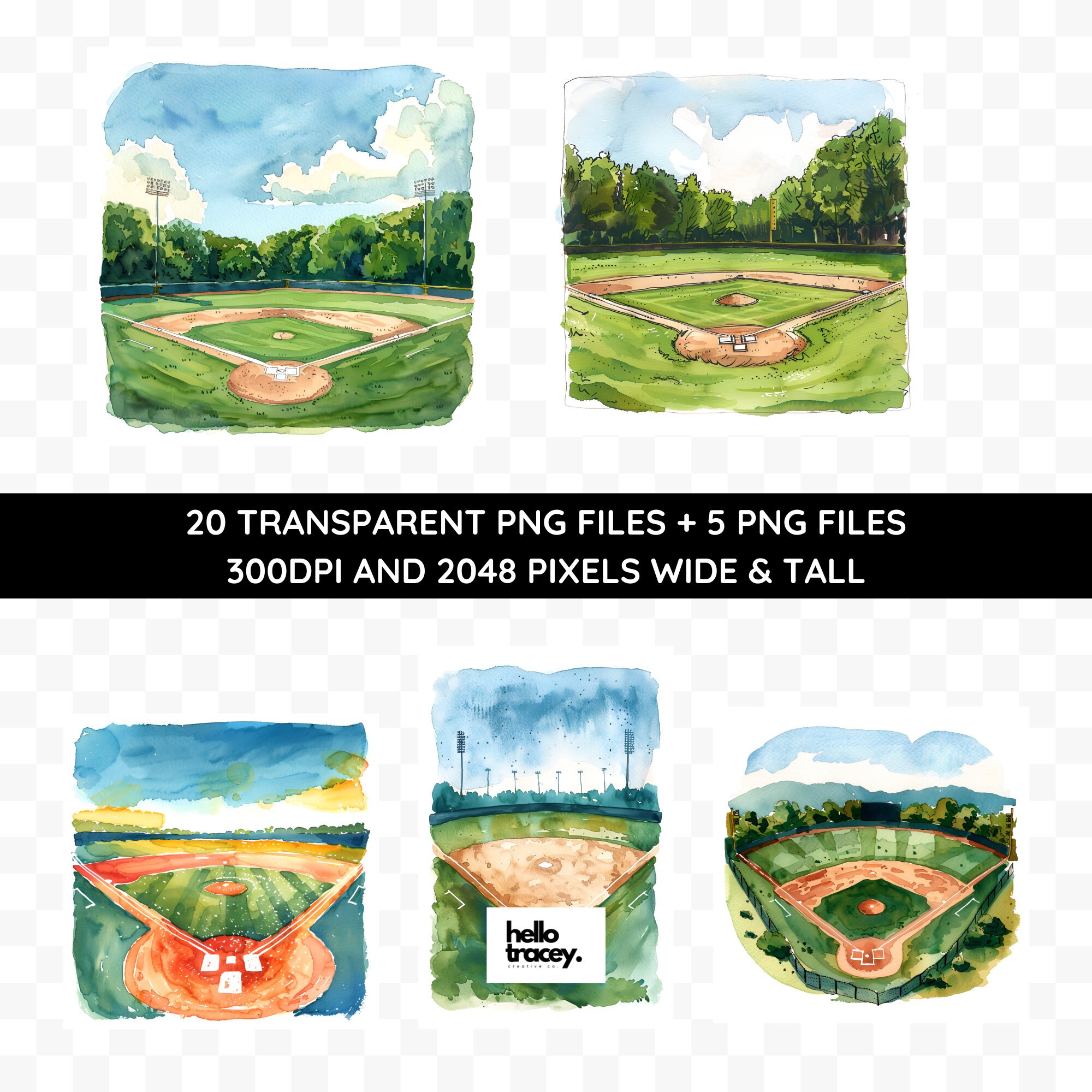 Baseball Clipart Pack, Watercolor Clip Art for Personal or Commercial ...