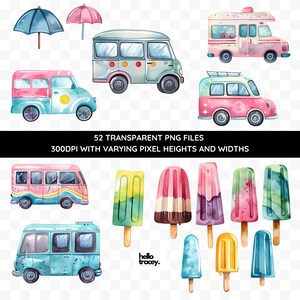 Icecream & Popsicles Watercolor PNG Clipart, Ice Cream Cones Iceblocks ...