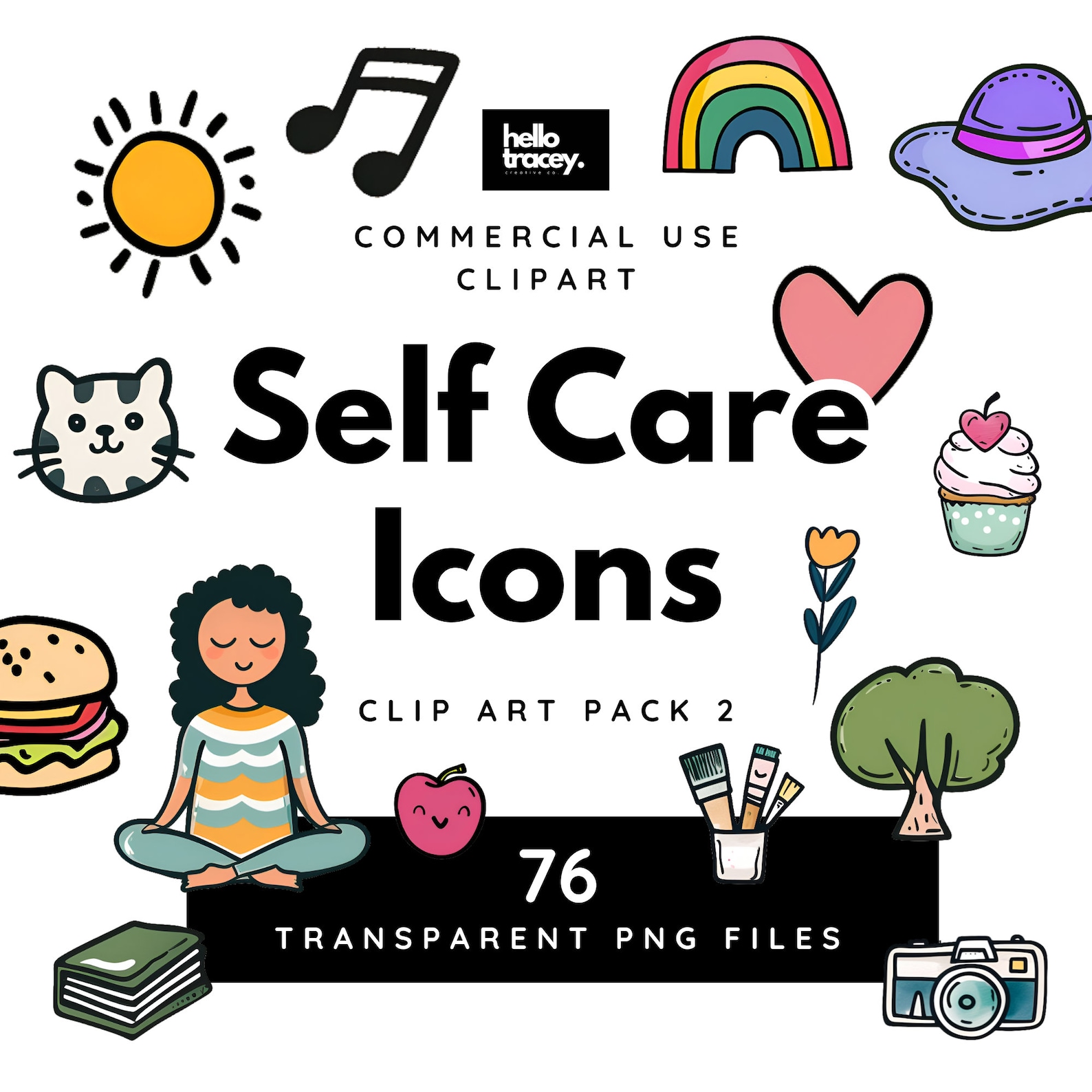 Cute Self Care Icons Watercolor PNG Clipart, Hand Drawn Self Love Clip ...