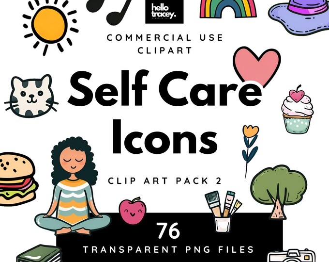 Self Care Clipart Set. Cute Clipart Bundle of Wellbeing and Health, for ...
