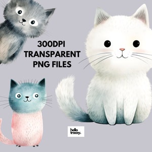 Cute Cats Clipart Pack, Clip Art for Commercial Use, Transparent Pngs ...