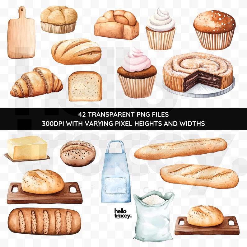 Watercolor Bakery PNG Clipart, Watercolor Baked Goods Kitchen Croissant ...