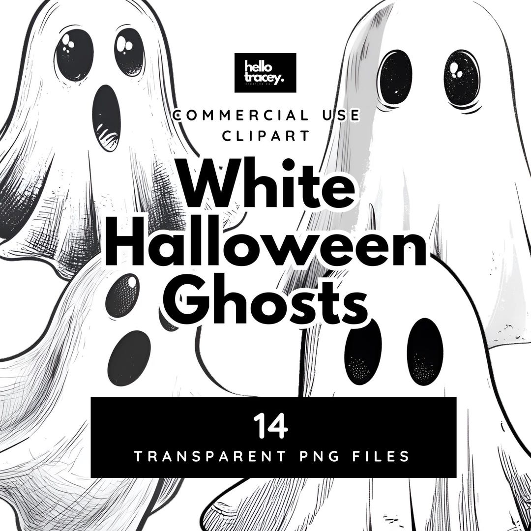 White Halloween Ghosts Clipart, Spooky Cute Ghost 80s 90s Haunted PNG ...