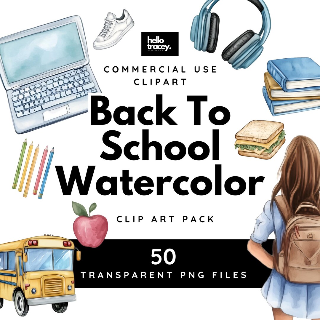 Back to School Watercolor Supplies PNG Clipart, Girls Boys Shoes School ...