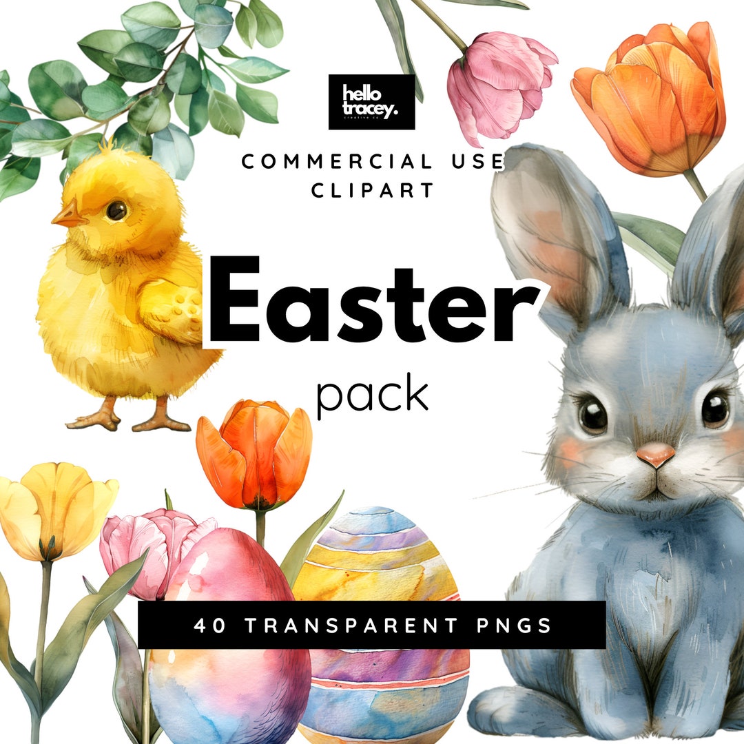 Easter Clipart Pack, Watercolor Clip Art for Personal or Commercial Use ...