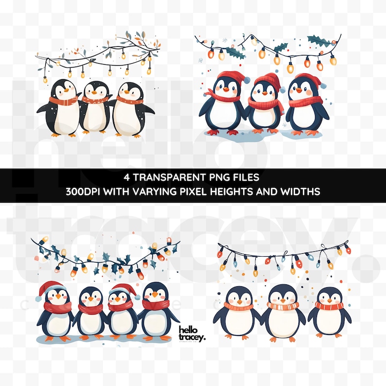 Cute Christmas Penguins PNG Clipart, Xmas Penguins With Christmas ...