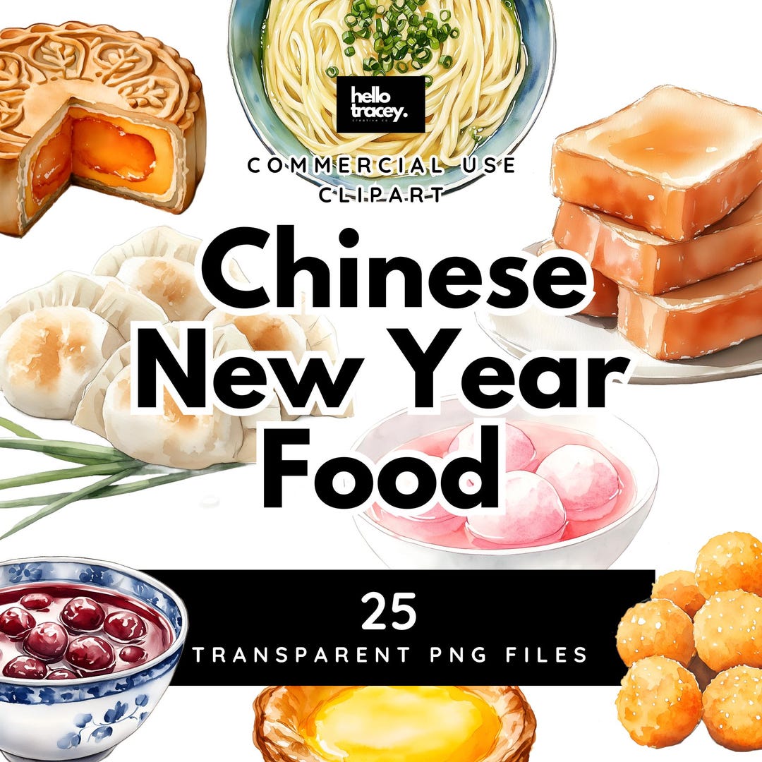 Watercolor Chinese New Year Food PNG Clipart, Custard Tart, Mooncake ...