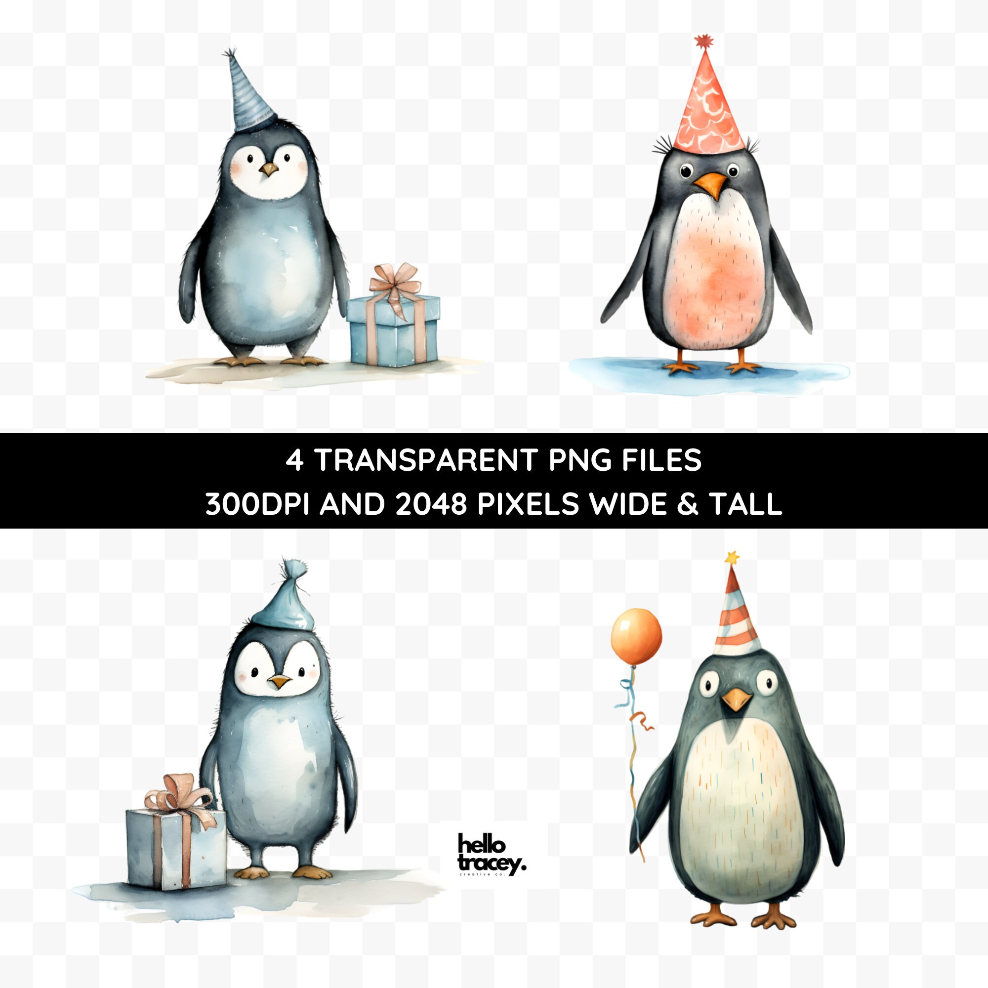 Party Penguins Clipart Pack, Clip Art for Commercial Use, Transparent ...