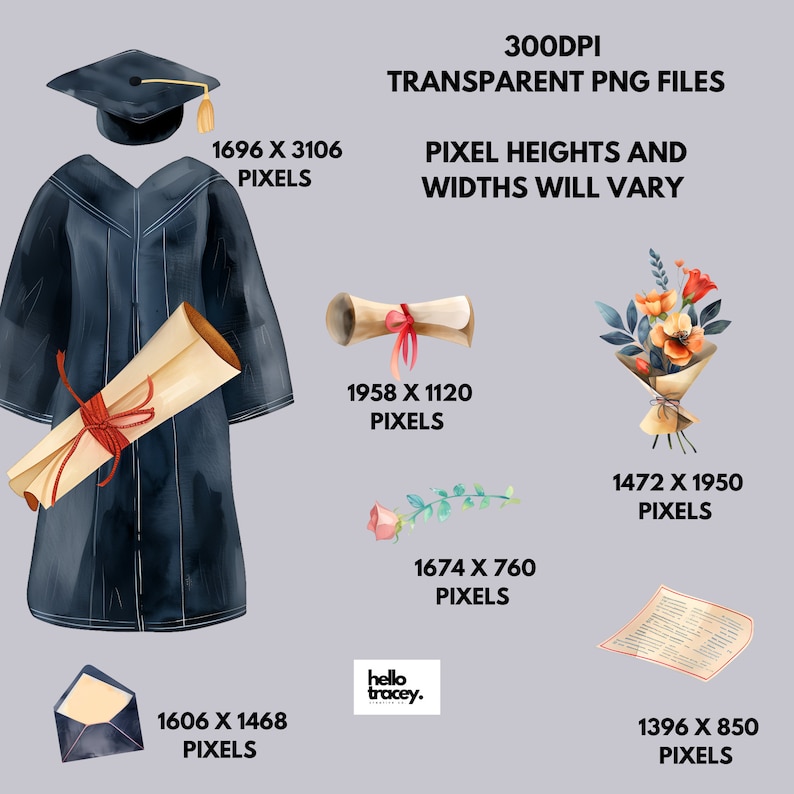 Graduation Student Clipart Pack, Watercolor Clip Art for Personal or ...