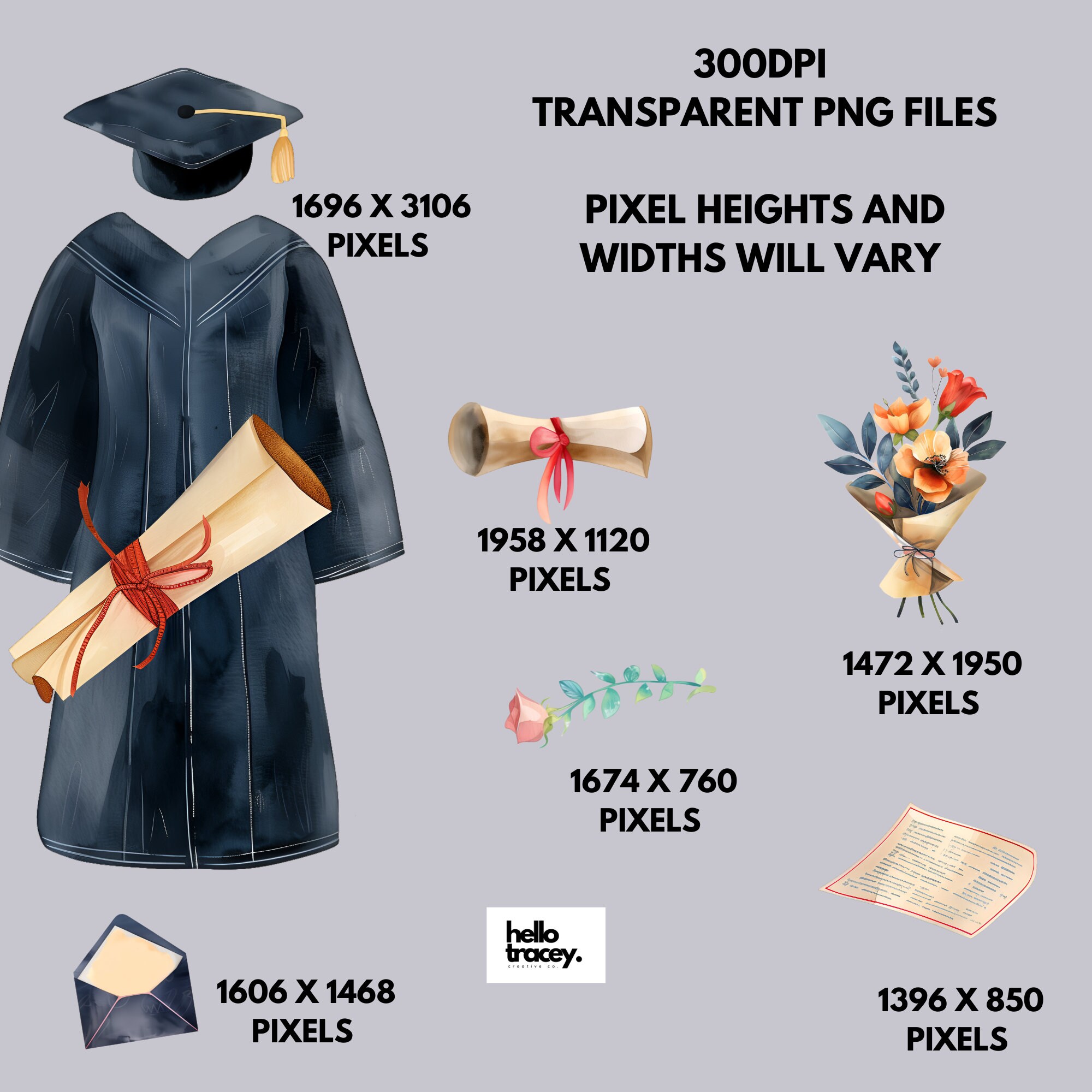 Graduation Student Clipart Pack, Watercolor Clip Art for Personal or ...