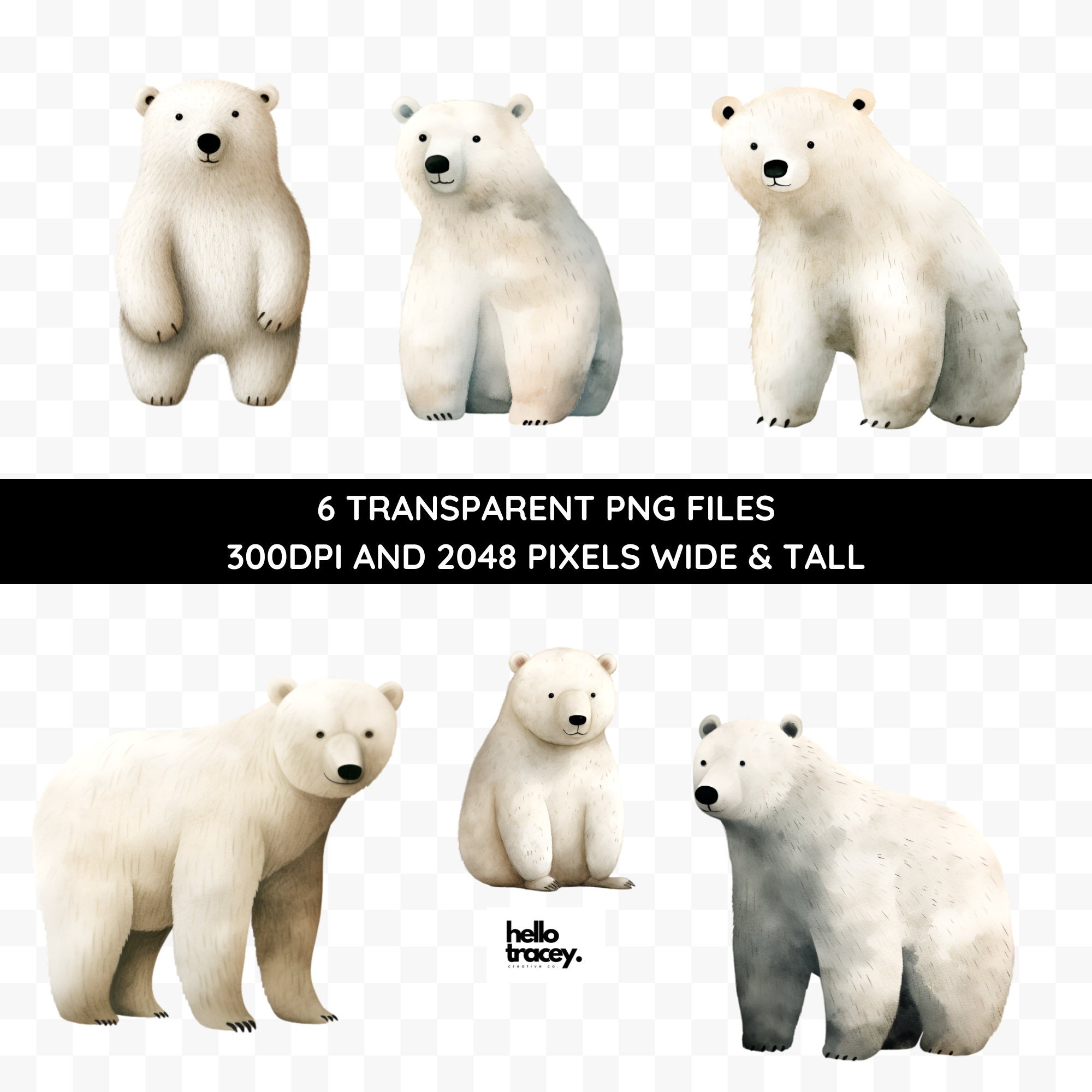 Polar Bear Clipart Pack, Clip Art for Commercial Use, Transparent Pngs ...